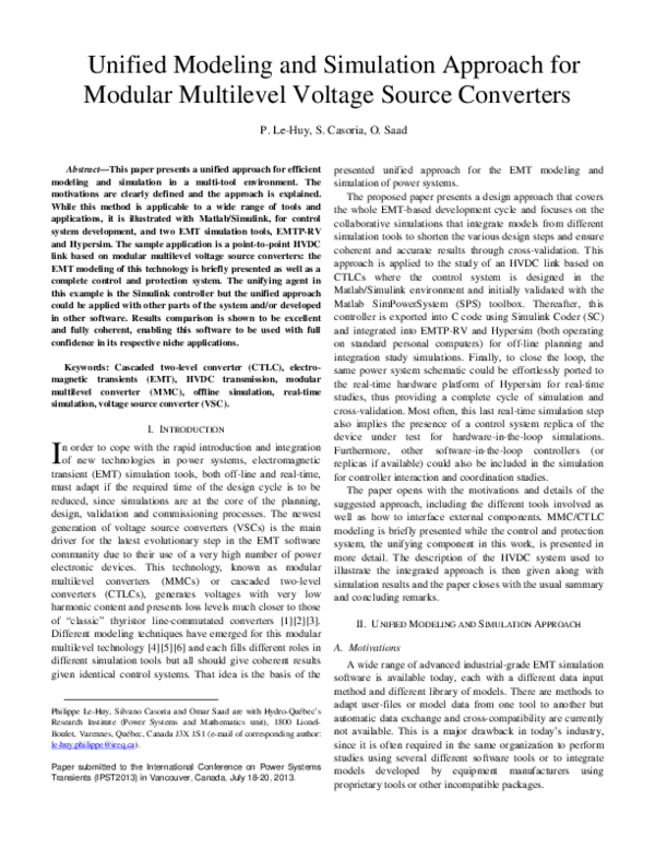 (PDF) Unified Modeling and Simulation Approach for Modular Multilevel ... (PDF) Unified Modeling and Simulation Approach for Modular Multilevel ...