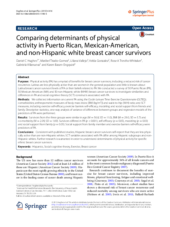 (PDF) Comparing determinants of physical activity in Puerto Rican ...