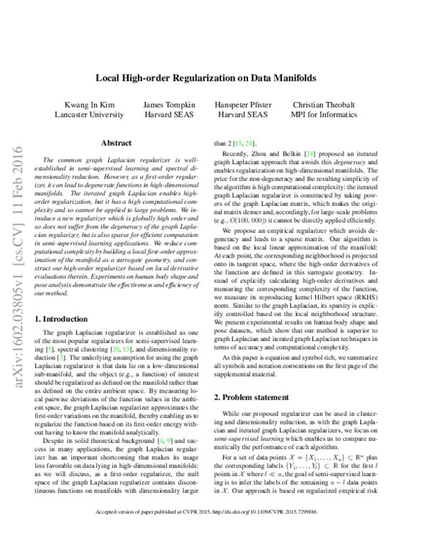 (PDF) Local high-order regularization on data manifolds