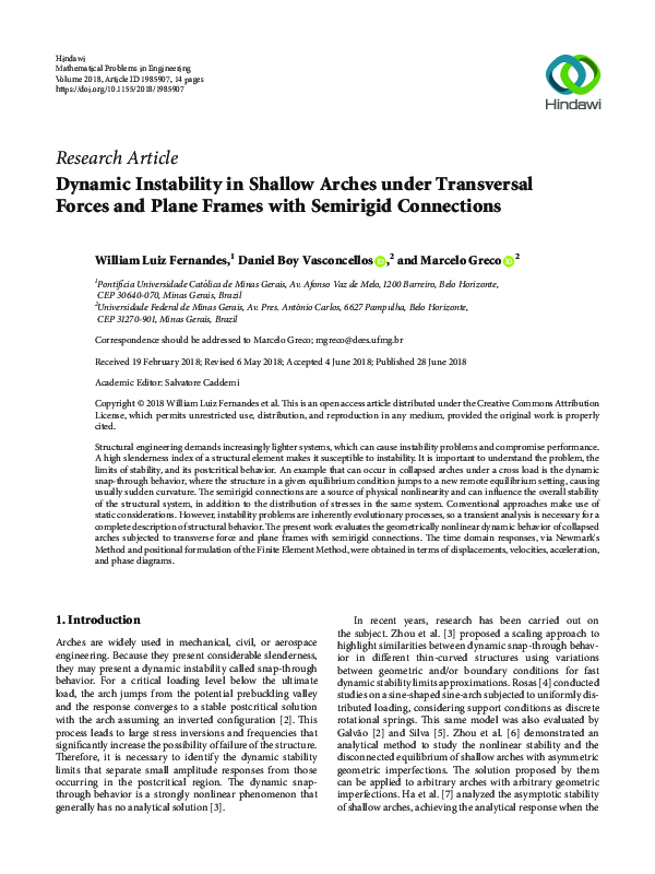 (PDF) Dynamic Instability in Lightweight Shallow Arches and Frames