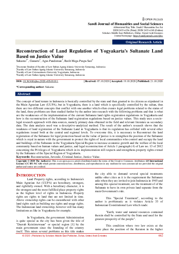 (PDF) Reconstruction of Land Regulation of Yogyakarta's Sultanate Land ...