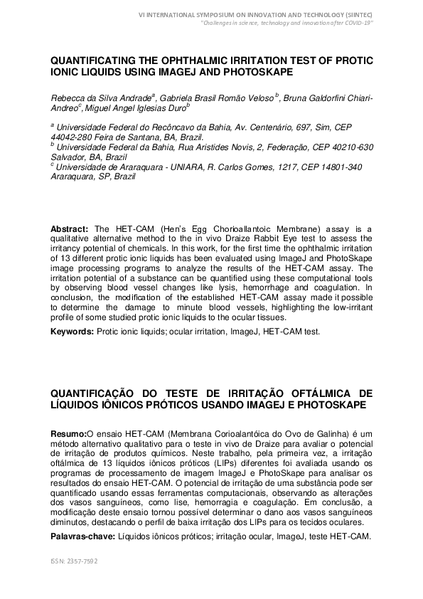 (PDF) Quantificating the Ophthalmic Irritation Test of Proticionic ...