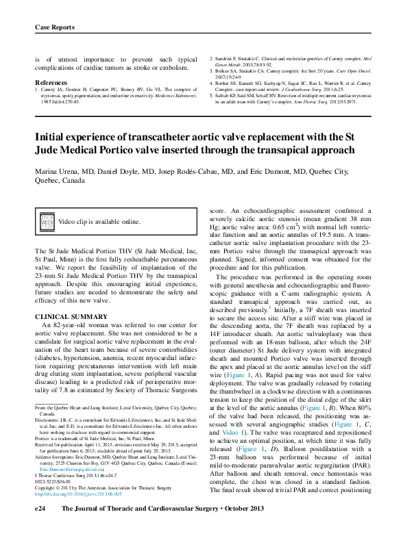 (PDF) Initial experience of transcatheter aortic valve replacement with ...