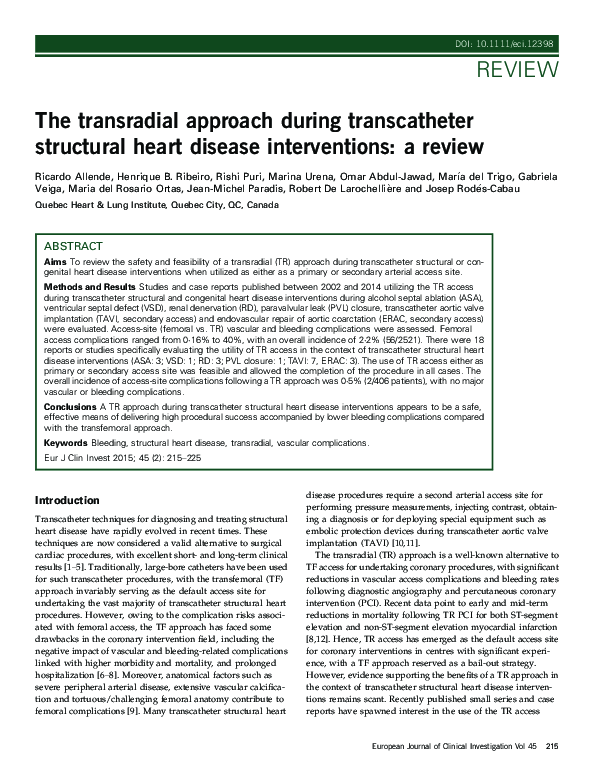 (PDF) The transradial approach during transcatheter structural heart ...
