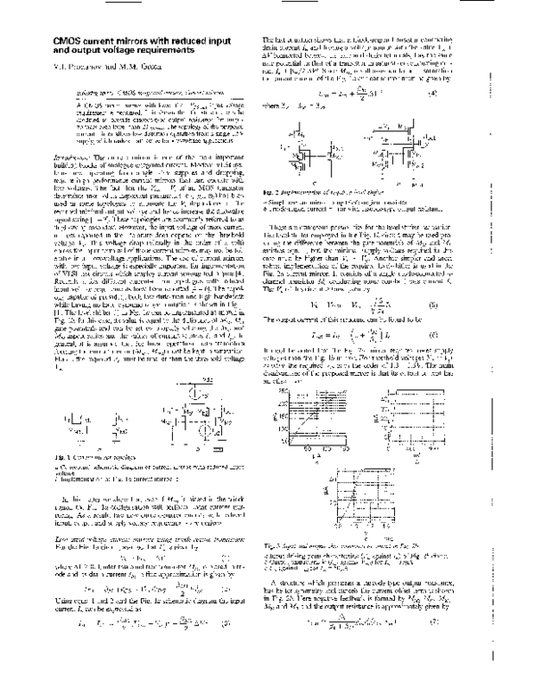 (PDF) CMOS current mirrors with reduced input and output voltage requirements | HARI PRASATH M ...
