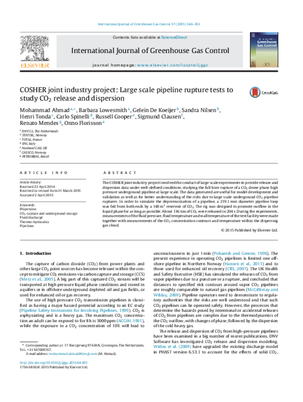 (PDF) COSHER joint industry project: Large scale pipeline rupture tests ...