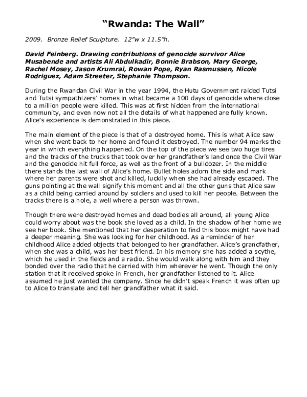 (PDF) Voice to Vision V: Rwanda: The Wall