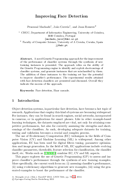 (PDF) Improving Face Detection | Juan Romero - Academia.edu