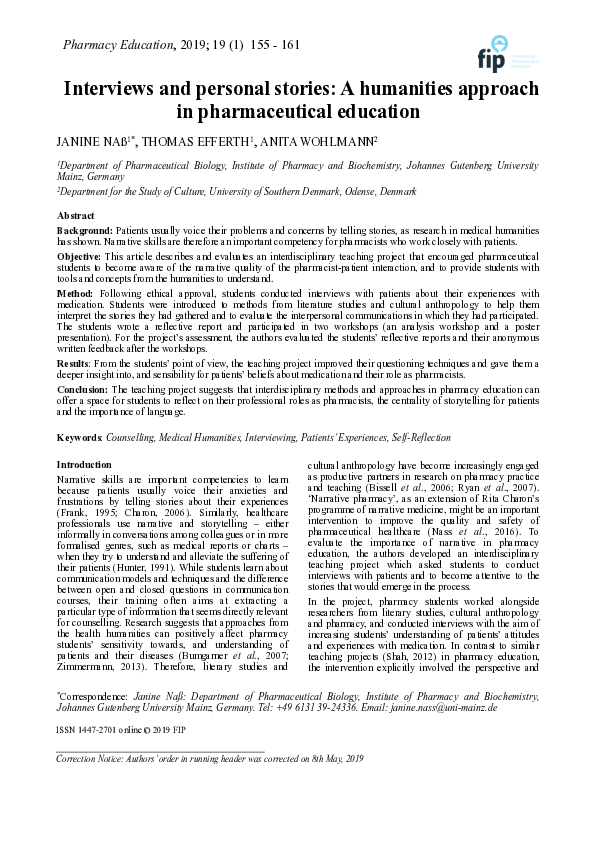 (PDF) Interviews and personal stories: A humanities approach in ...