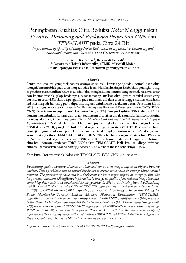 (PDF) Peningkatan Kualitas Citra Reduksi Noise Menggunakan Iterative Denoising and Backward ...