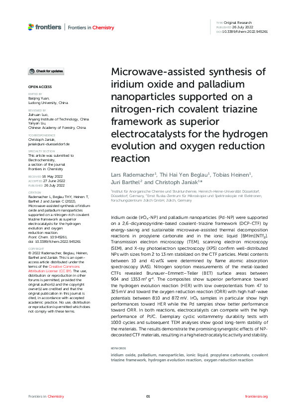 (PDF) Microwave-assisted synthesis of iridium oxide and palladium nanoparticles supported on a ...