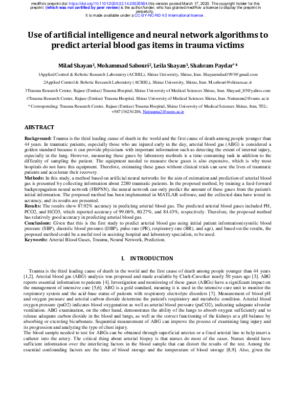 Pdf Use Of Artificial Intelligence And Neural Network Algorithms To