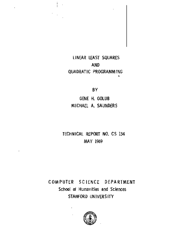 (PDF) Linear Least Squares and Quadratic Programming (PDF) Linear Least Squares and Quadratic Programming