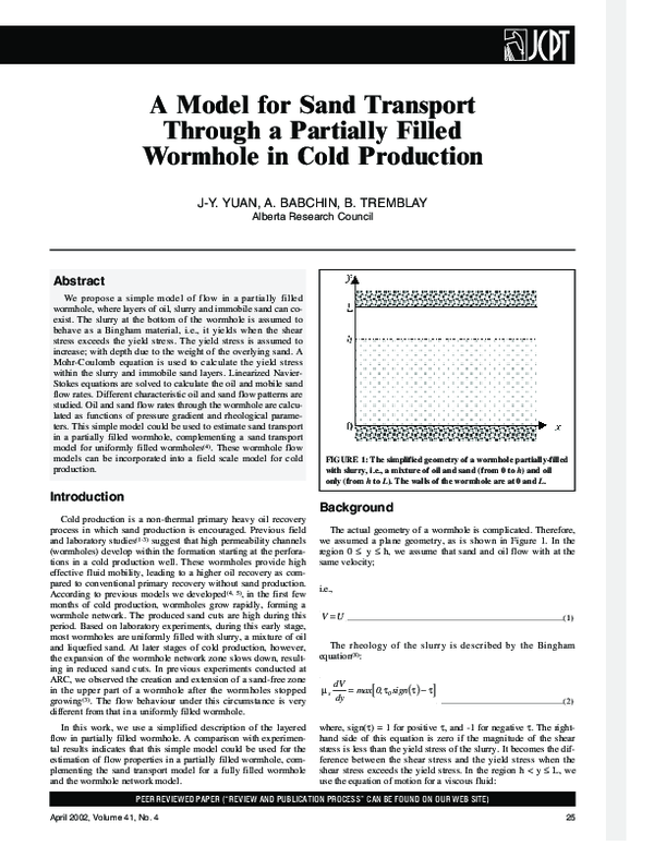 (PDF) A Model for Sand Transport Through a Partially Filled Wormhole in ...