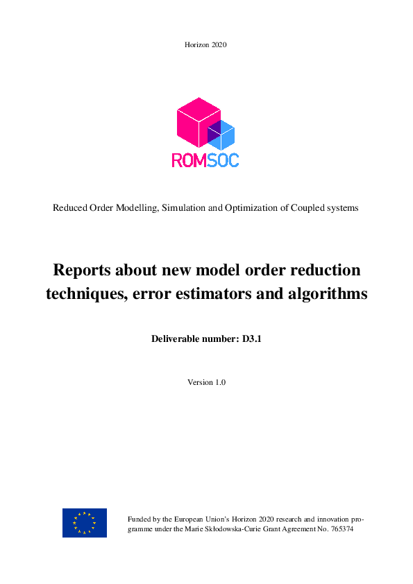 (PDF) Reports about new model order reduction techniques, error estimators and algorithms