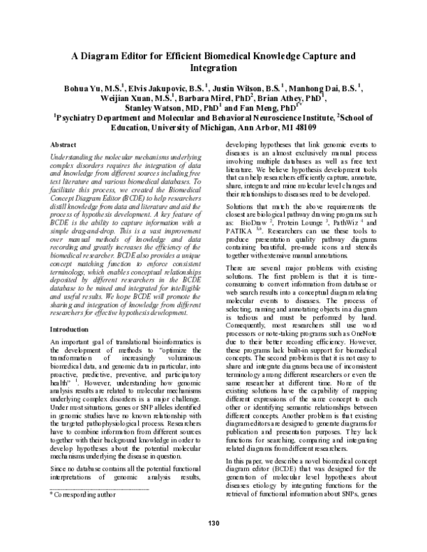 (PDF) A diagram editor for efficient biomedical knowledge capture and integration
