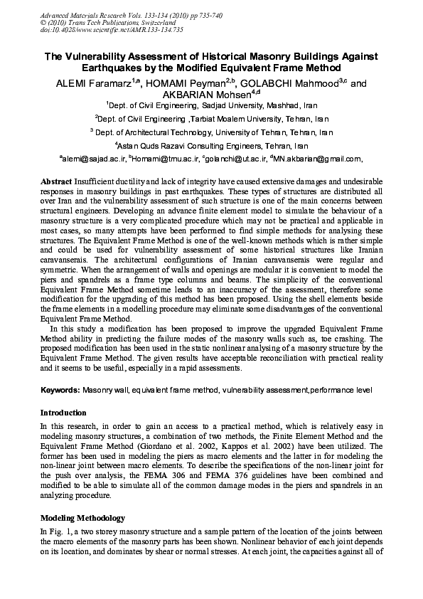 (PDF) The Vulnerability Assessment of Historical Masonry Buildings ...