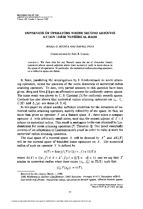 (PDF) Denseness of operators whose second adjoints attain their numerical radii