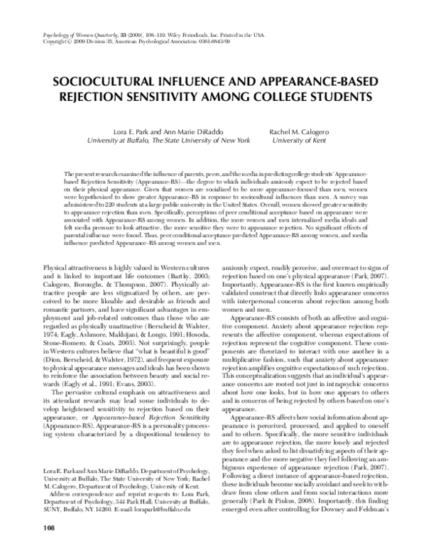 (PDF) Sociocultural Influence and Appearance-Based Rejection ...