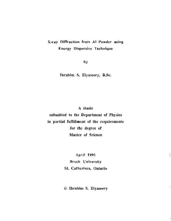 (PDF) X-ray diffraction from Al powder using energy dispersive technique