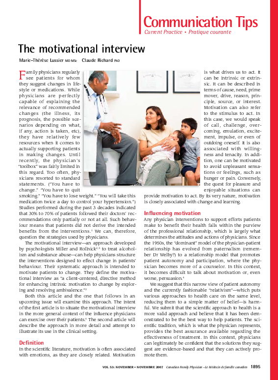 (PDF) The motivational interview