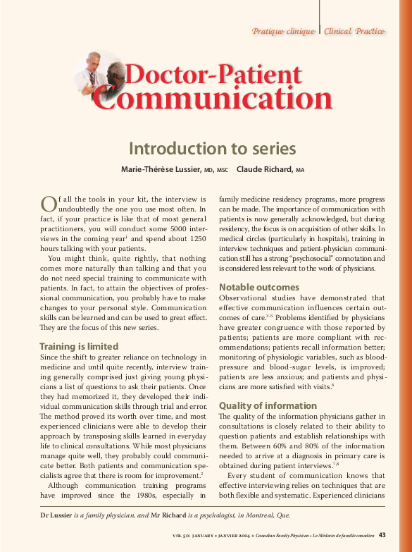 (PDF) Doctor-patient communication: introduction to series