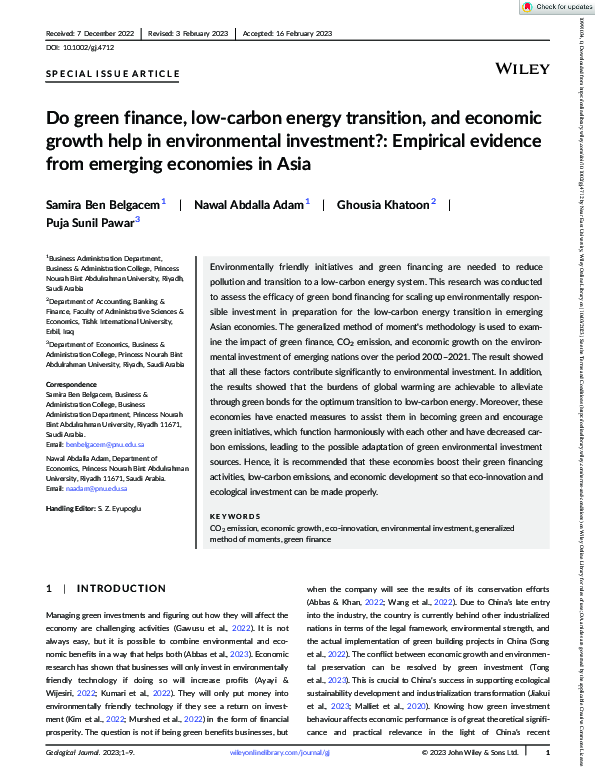(PDF) Do green finance, low‐carbon energy transition, and economic ...