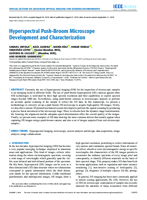 (PDF) Hyperspectral Push-Broom Microscope Development and Characterization
