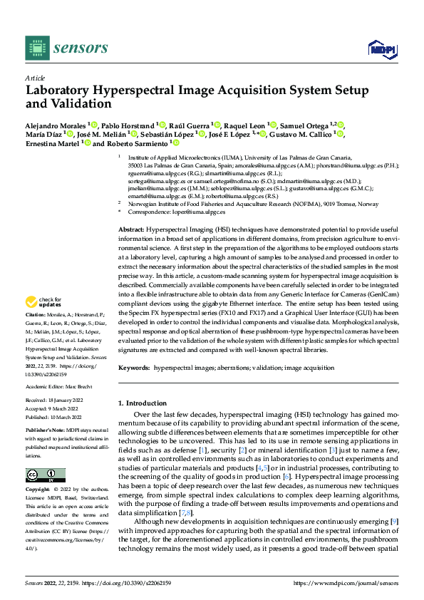 (PDF) Laboratory Hyperspectral Image Acquisition System Setup and Validation