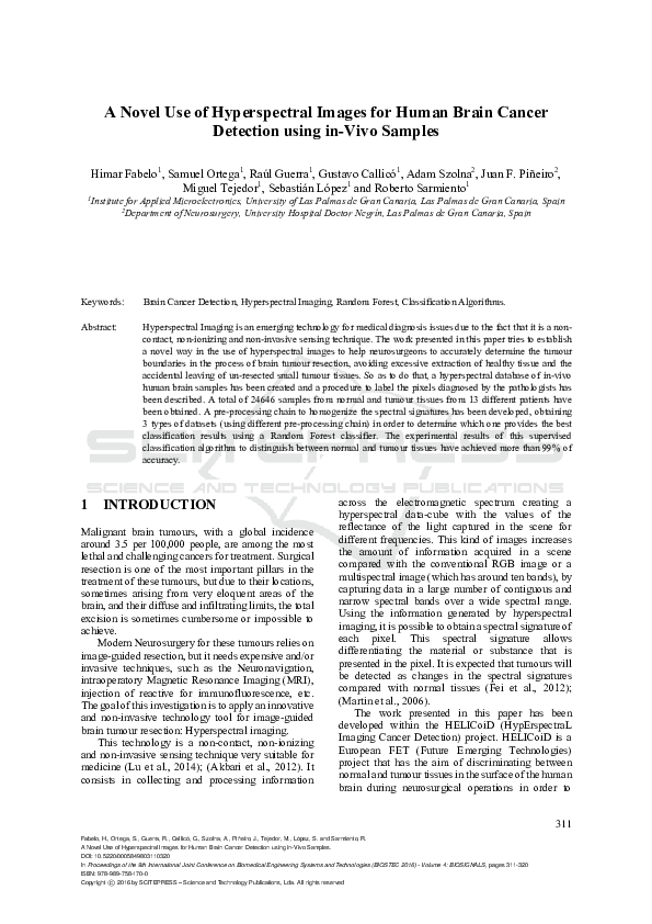 (PDF) A Novel Use of Hyperspectral Images for Human Brain Cancer ...