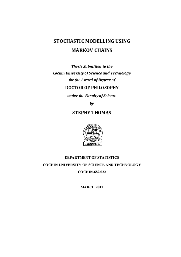 (PDF) Stochastic Modelling Using Markov Chains