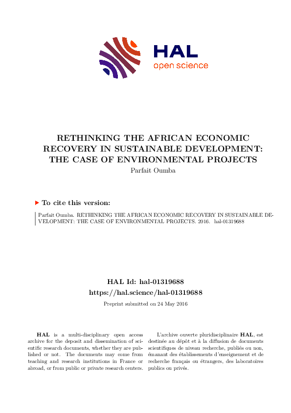 (PDF) Rethinking the African Economic Recovery in Sustainable ...