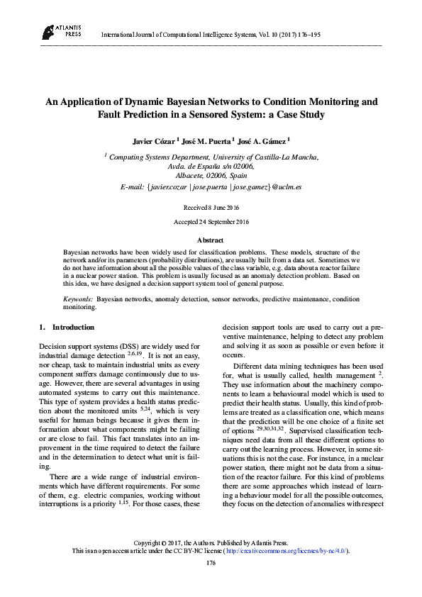 Pdf An Application Of Dynamic Bayesian Networks To Condition Monitoring And Fault Prediction