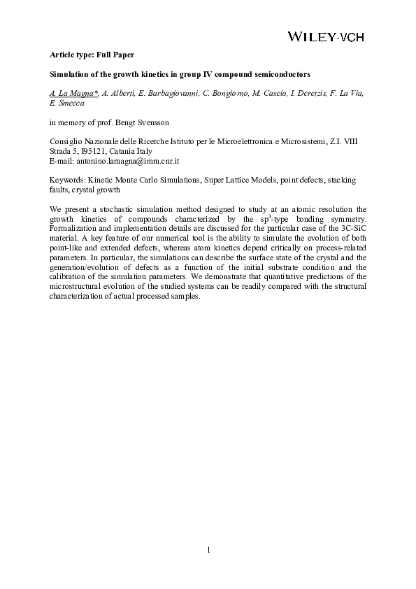 (PDF) Simulation of the Growth Kinetics in Group IV Compound Semiconductors