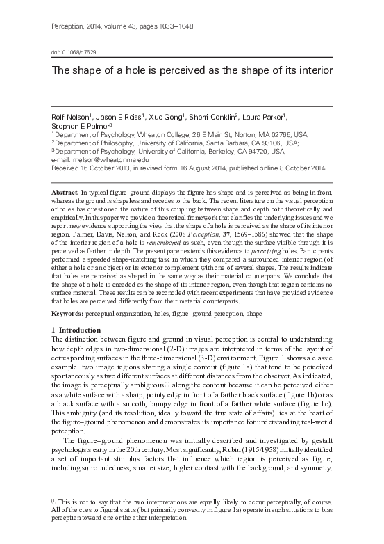 (PDF) The shape of a hole is perceived as the shape of its interior ...