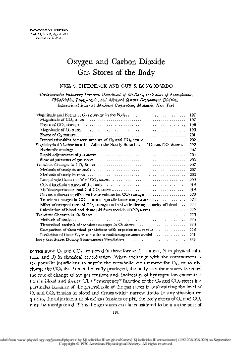 (PDF) Oxygen and carbon dioxide gas stores of the body