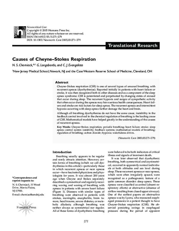 (PDF) Causes of Cheyne - Stokes Respiration