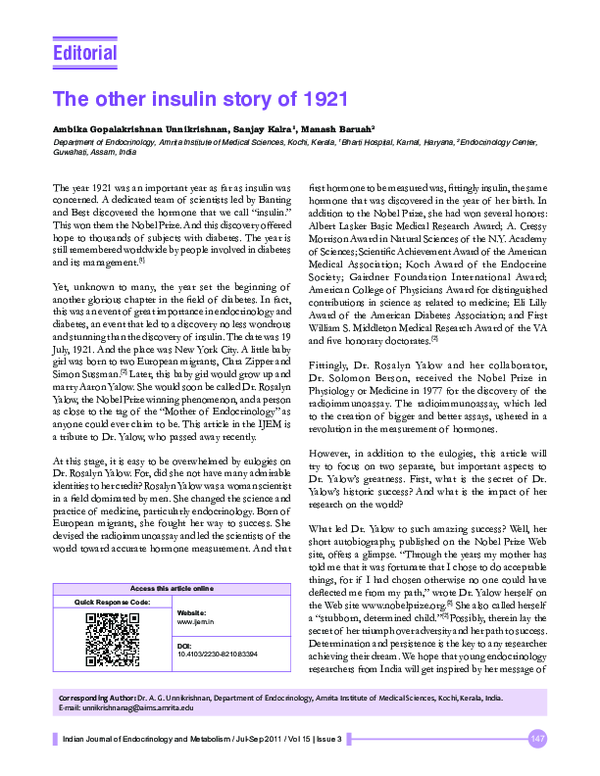 (PDF) The other insulin story of 1921