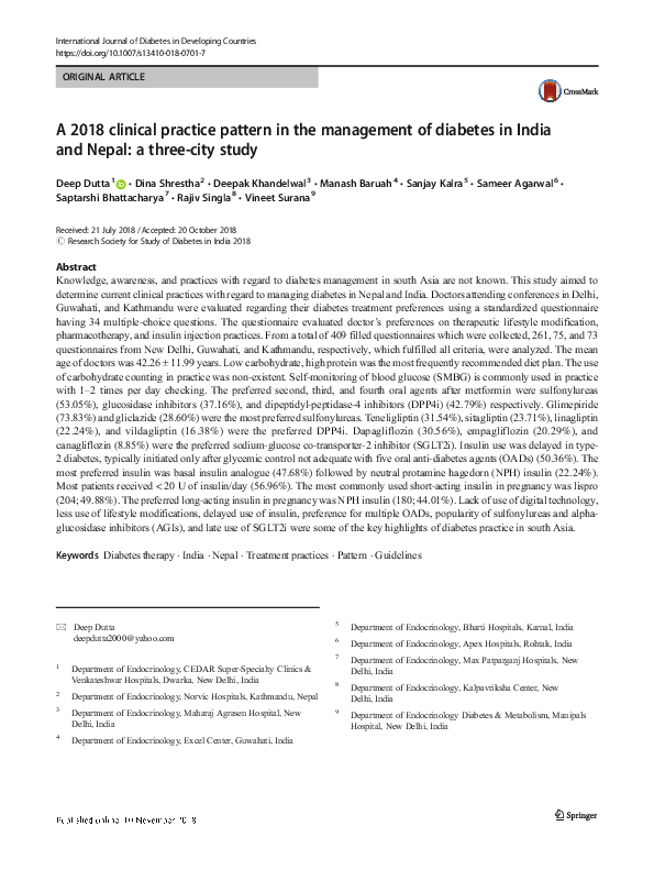 (PDF) A 2018 clinical practice pattern in the management of diabetes in ...