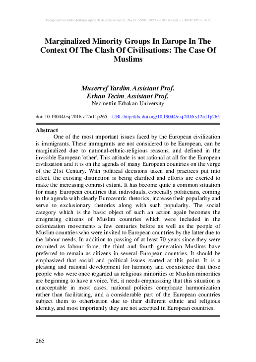 (PDF) Marginalized Minority Groups In Europe In The Context Of The ...