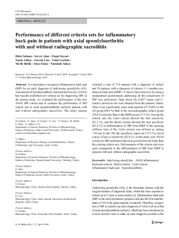 (PDF) Performance of different criteria sets for inflammatory back pain ...