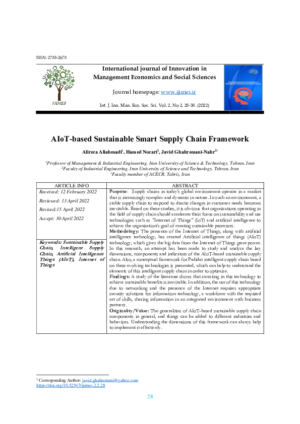 (PDF) AIoT-based Sustainable Smart Supply Chain Framework