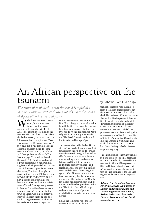 (PDF) Impacts of Indian Ocean Tsunami on Africa