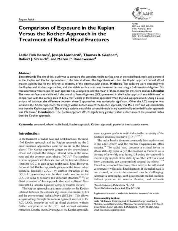(PDF) Comparison of Exposure in the Kaplan Versus the Kocher Approach ...