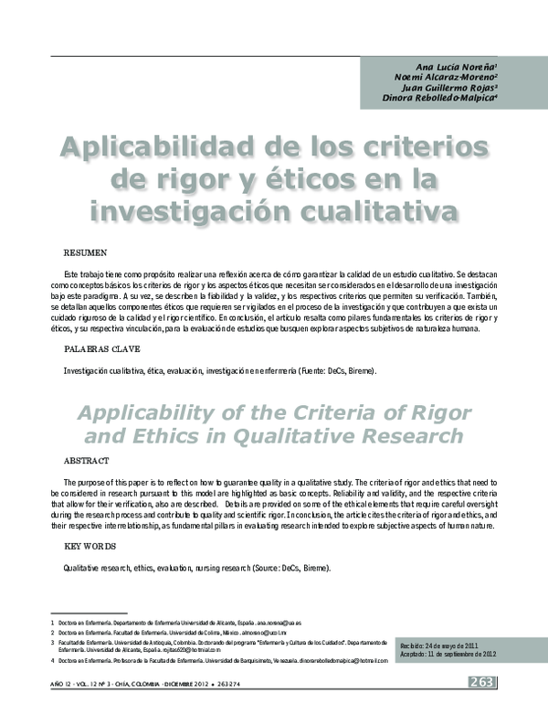 (PDF) Applicability of the Criteria of Rigor and Ethics in Qualitative ...