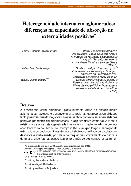 (PDF) Heterogeneidade interna em aglomerados: diferenças na capacidade ...