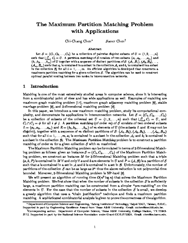 (PDF) The Maximum Partition Matching Problem with Applications