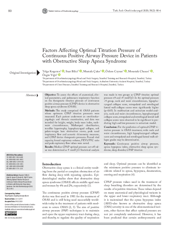 (PDF) Factors Affecting Optimal Titration Pressure of Continuous ...