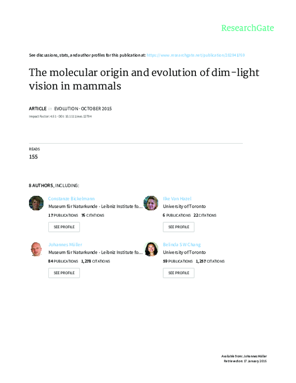 (PDF) The molecular origin and evolution of dim-light vision in mammals