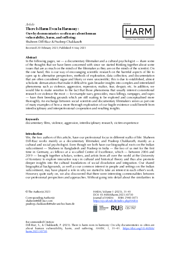 (PDF) There is harm even in harmony: On why documentaries so often are ...